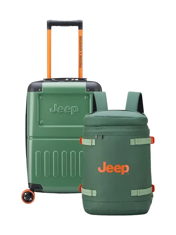 JEEP 19" Expandable Spinner Carry-on & Cylindrical Backpack Set - Green