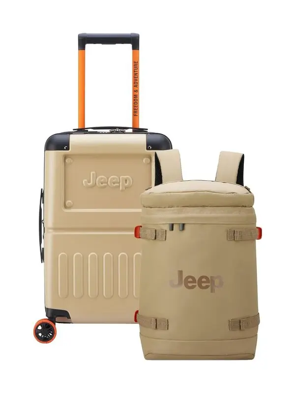 JEEP 19" Expandable Spinner Carry-on & Cylindrical Backpack Set - Sand