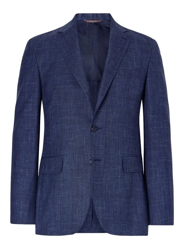 Canali Wool, Silk And Linen-blend Suit Jacket - Blue