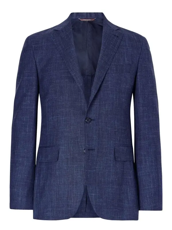 Canali Wool, Silk And Linen-blend Suit Jacket - Navy