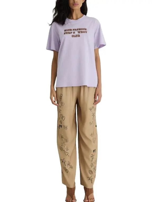 ROMY Cowboy Club" Graphic Crewneck T-shirt - Lilac Print
