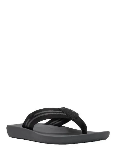 Fitflop Iqushion Two-stripe Webbing Flip-flops - Black/charcoal