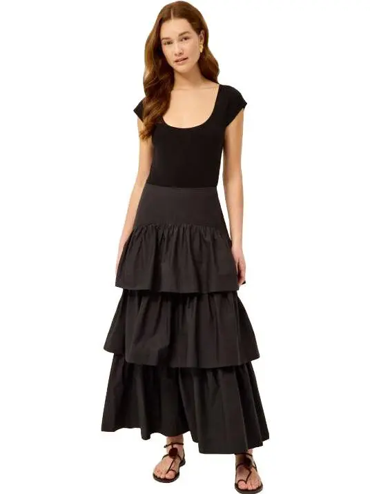 MARIE OLIVER Baylor Tiered Maxi Skirt - Black