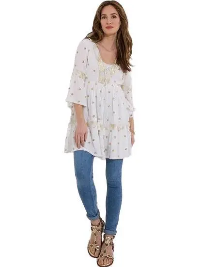 JOE BROWNS Boho Tassel Tunic - Gold Medallion Dot