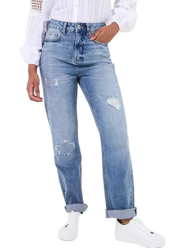 JOE BROWNS Distressed Straight-leg Denim Jeans - Light Blue
