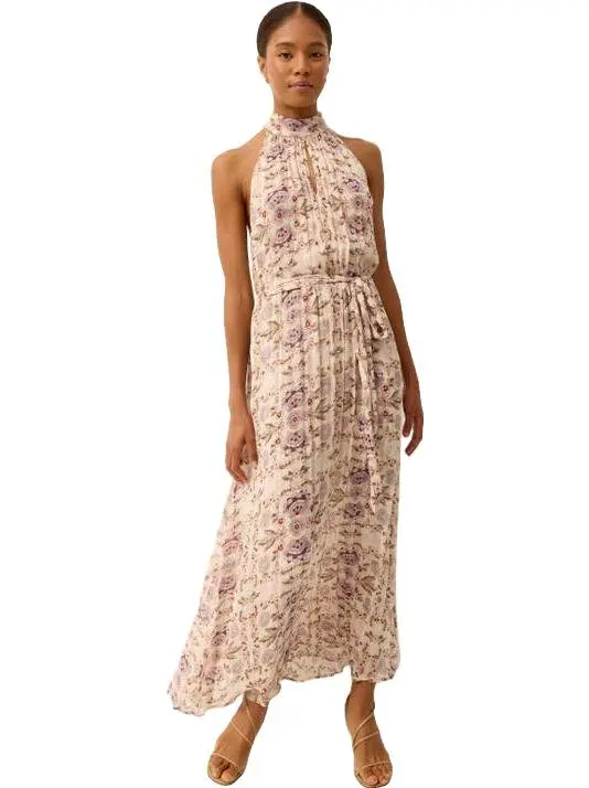 MARIE OLIVER Penelope Halterneck Maxi Dress With Optional Sash - Garden