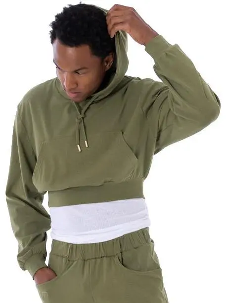 DAI MODA Heavyweight Cropped Hoodie - Army