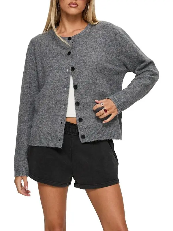 Princess Polly Better Than Fiction Cardigan - Grey