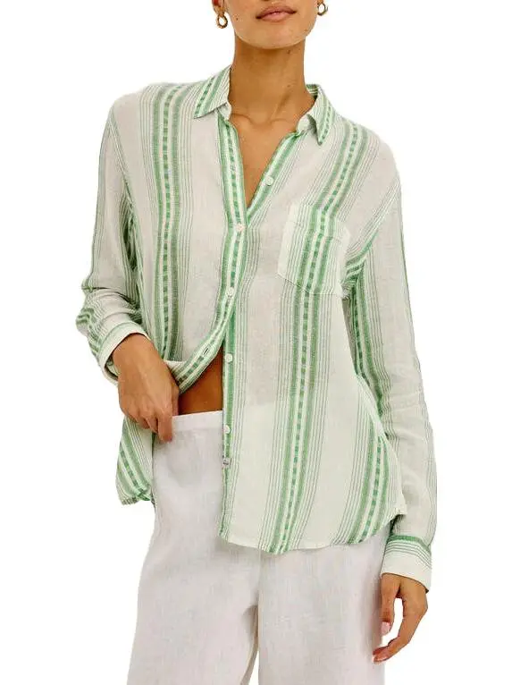Rails Charli Stripe Linen Blend Button-up Shirt - Margarita Stripe