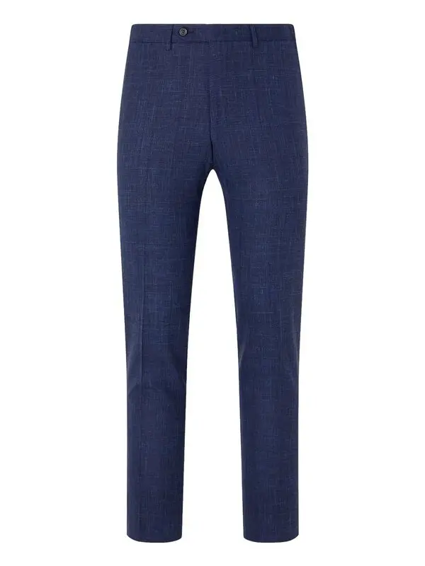 Canali Travel Straight-leg Wool, Silk And Linen-blend Suit Trousers - Blue
