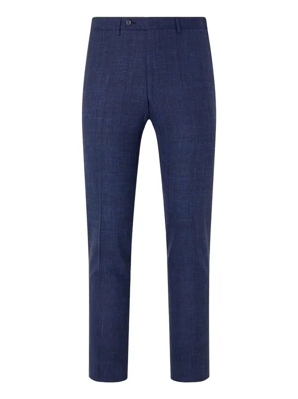Canali Travel Straight-leg Wool, Silk And Linen-blend Suit Trousers - Navy