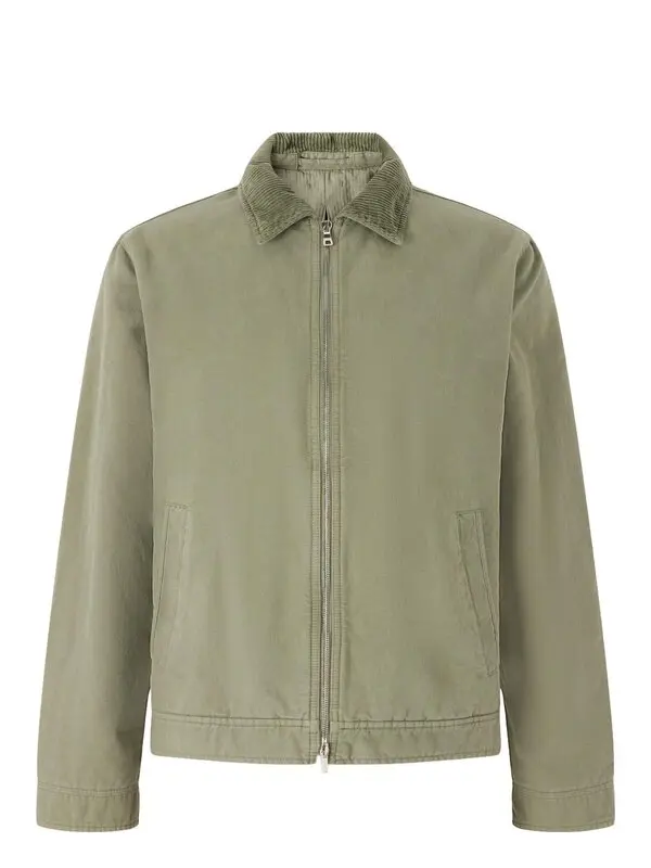Mr P. Organic Cotton Coach Jacket With Corduroy Trim - Green