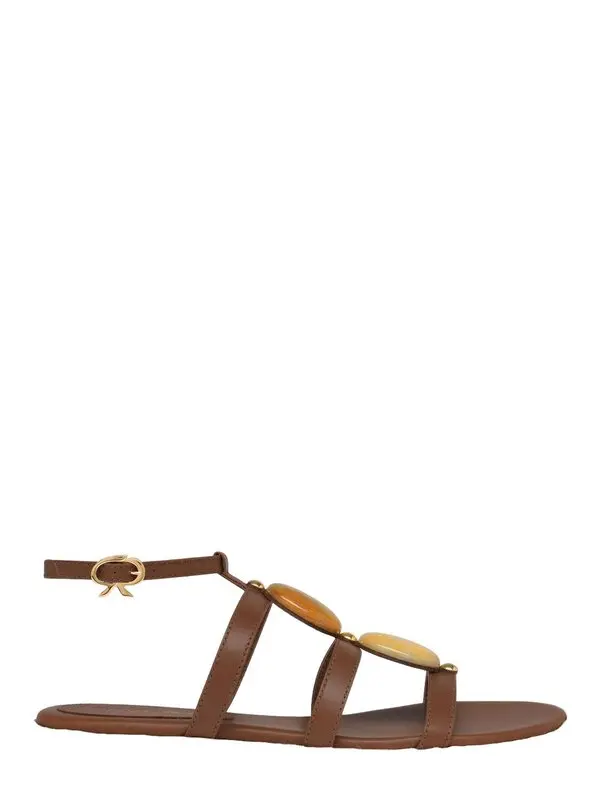 GIANVITO ROSSI Alicudi Espadrille Sandals With Buckle Detail - Brown Calf Leather