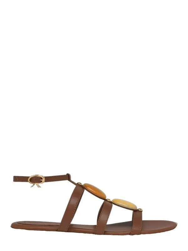 GIANVITO ROSSI Alicudi Espadrille Sandals With Buckle Detail - Brown Calf Leather