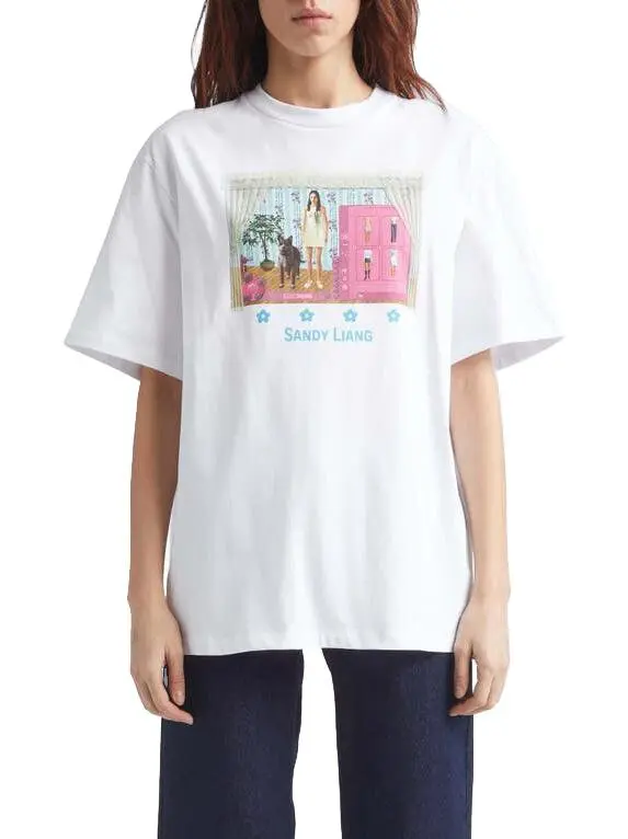 Sandy Liang Boxy Graphic T-shirt - White