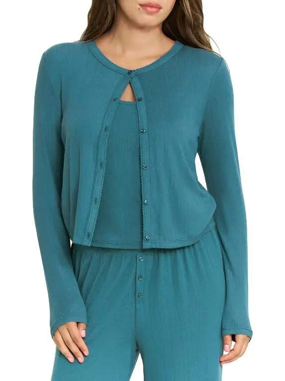 Honeydew Intimates Blissful Pointelle Cardigan - Bluegrass
