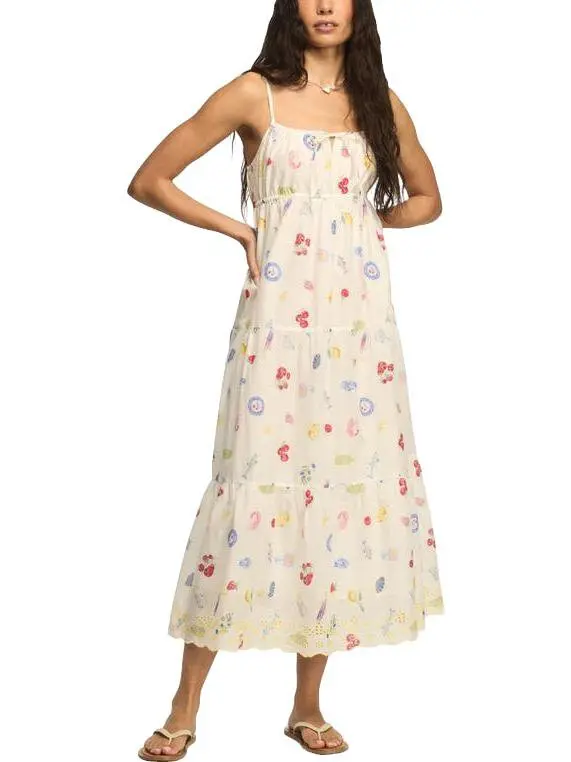 Lucky Brand Floral Print Tiered Maxi Dress - Multi Conversational Print