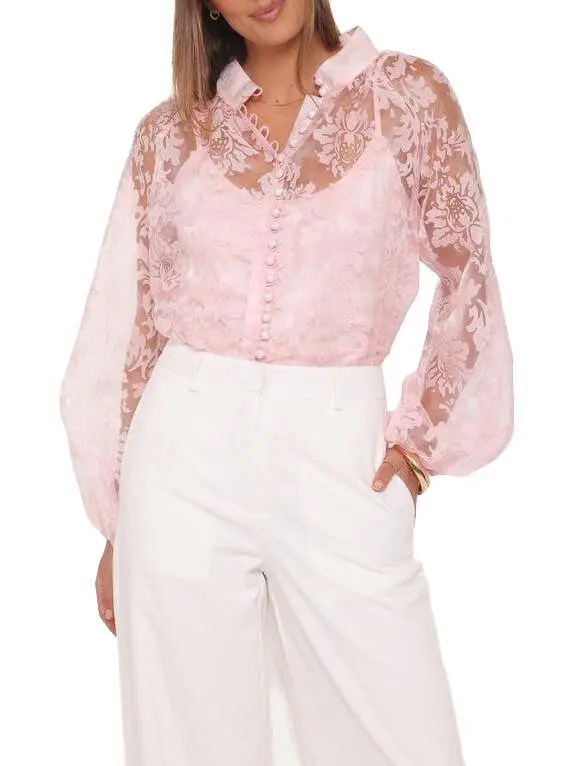 PETAL & PUP Marni Floral Organza Button-up Shirt - Pink Floral