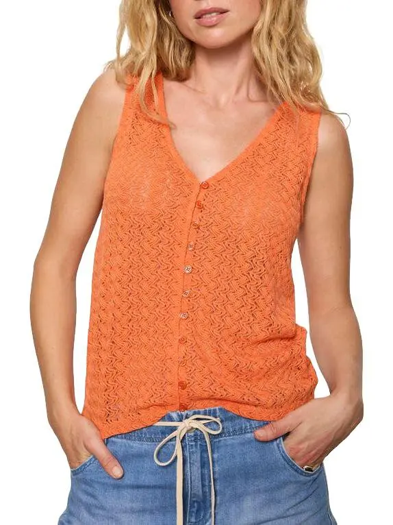 Sanctuary No Rush Front Button Sweater Vest - Hibiscus Orange