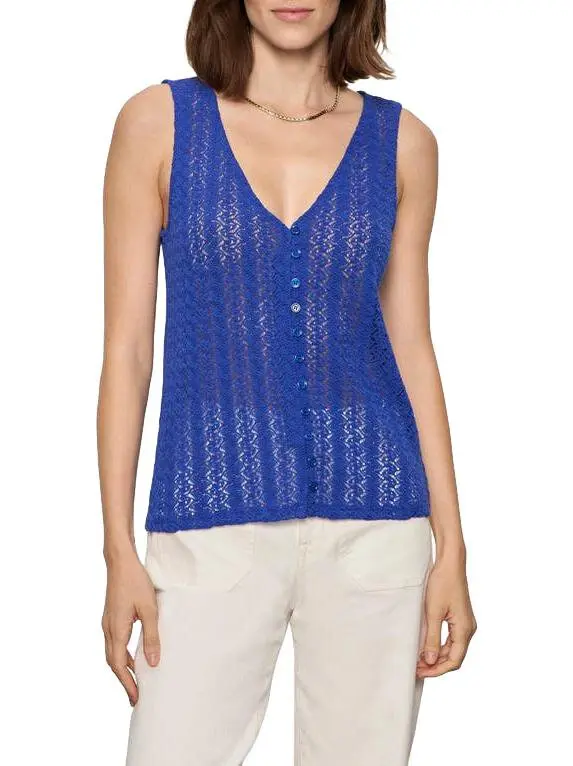 Sanctuary No Rush Front Button Sweater Vest - Luminous Blue