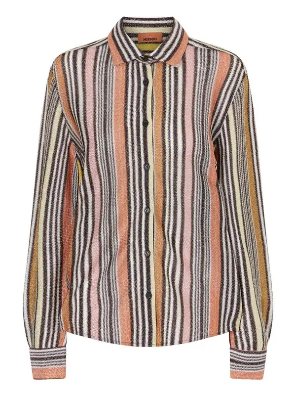 Missoni Striped Metallic Crochet-knit Shirt - Orange