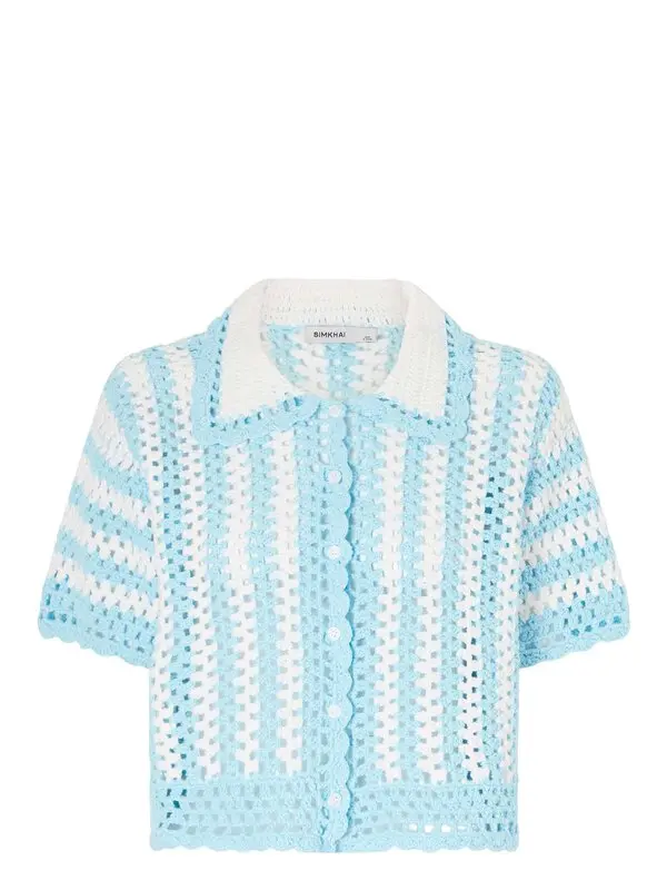 Simkhai Stanton Striped Crocheted Cotton Shirt - Blue