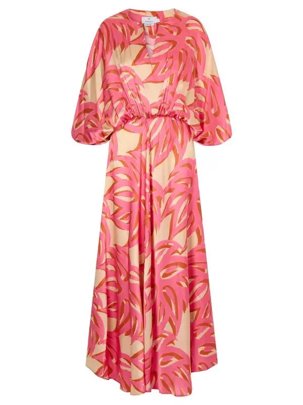 Themis Z Ismene Printed Silk-satin Maxi Dress - Pink
