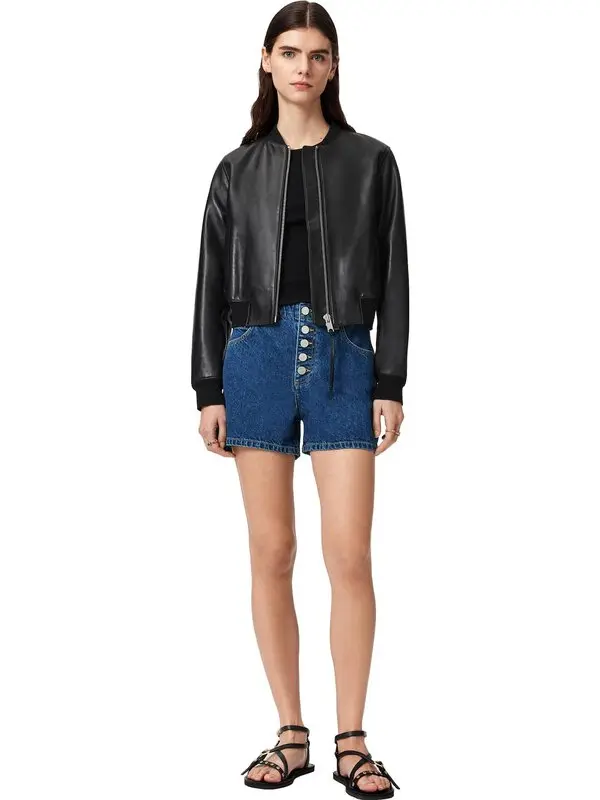 ALLSAINTS Tay Mid Rise Denim Shorts - Dark Indigo