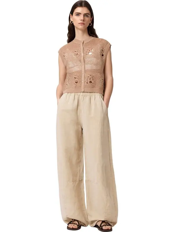 ALLSAINTS Kyra Open Knit Crochet Cotton Vest - Pink
