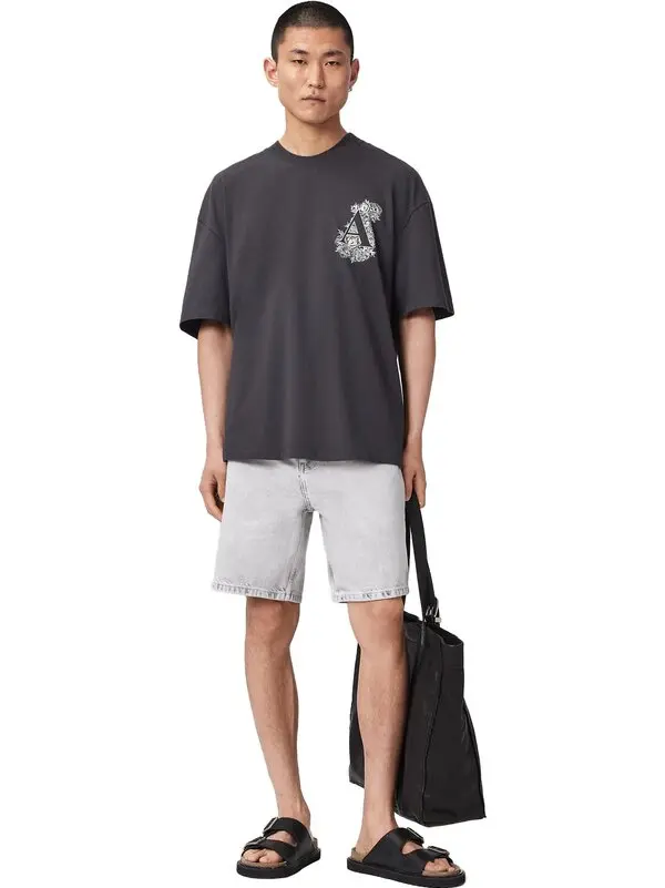 ALLSAINTS Lenny Loose Fit Denim Shorts - Bleached Grey