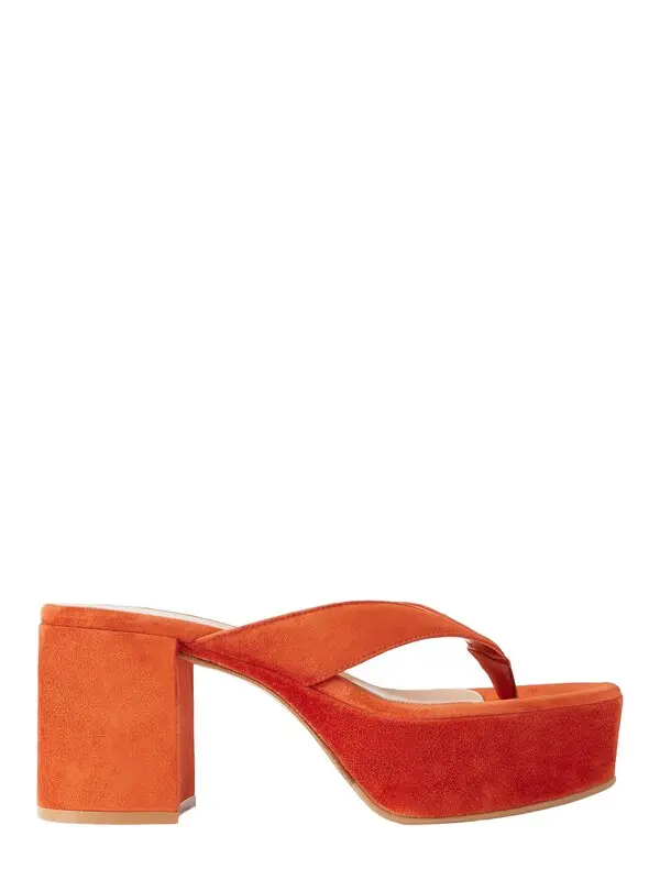 GIANVITO ROSSI Suede Platform Thong Sandals - Brick