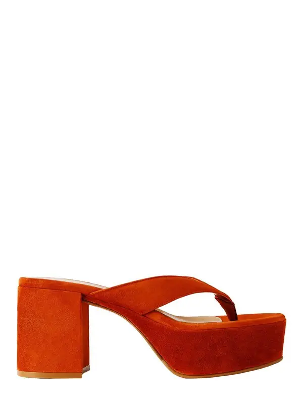 GIANVITO ROSSI Suede Platform Thong Sandals - Red