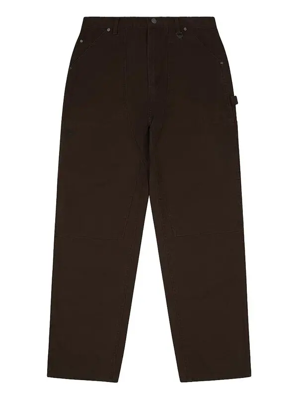 PAPER PLANES Script Logo Cotton Canvas Carpenter Pants - Brown