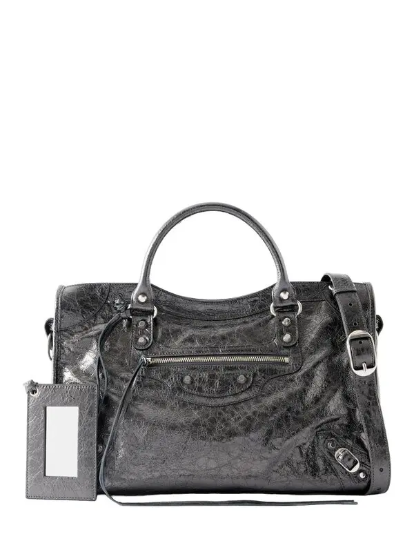 Balenciaga Le City Medium Leather Shoulder Bag - Gray