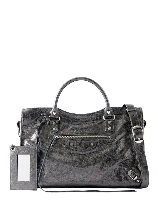 Balenciaga Le City Medium Leather Shoulder Bag - Gray