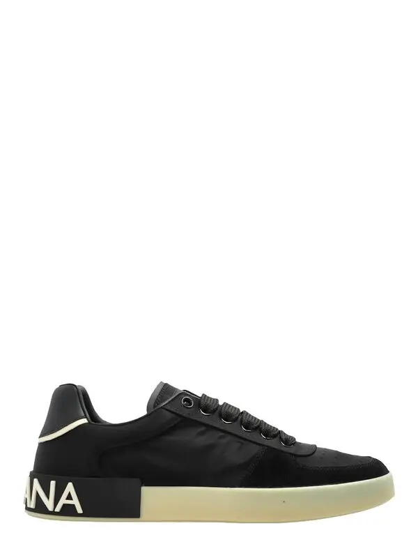 Dolce & Gabbana Portofino Nylon Split Calfskin Sneakers - Black