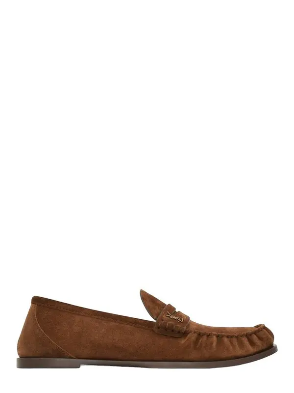 Saint Laurent Suede Penny Loafers - Snuff