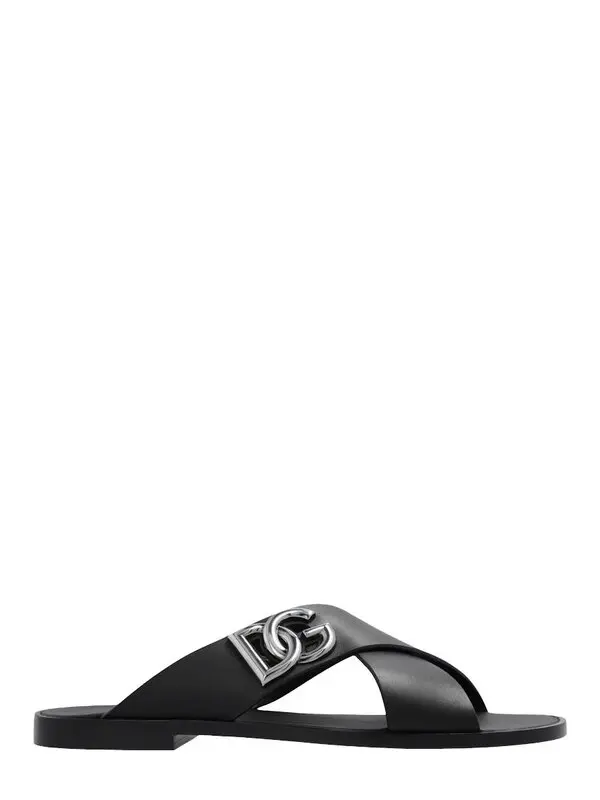 Dolce & Gabbana Calfskin Criss-cross Sandals - Black