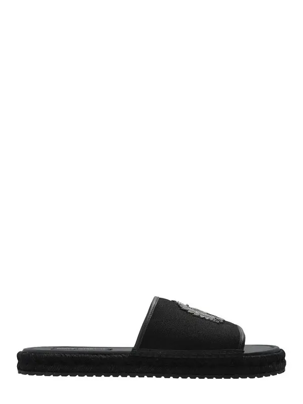Dolce & Gabbana Cross Stitch Espadrille Slides - Black