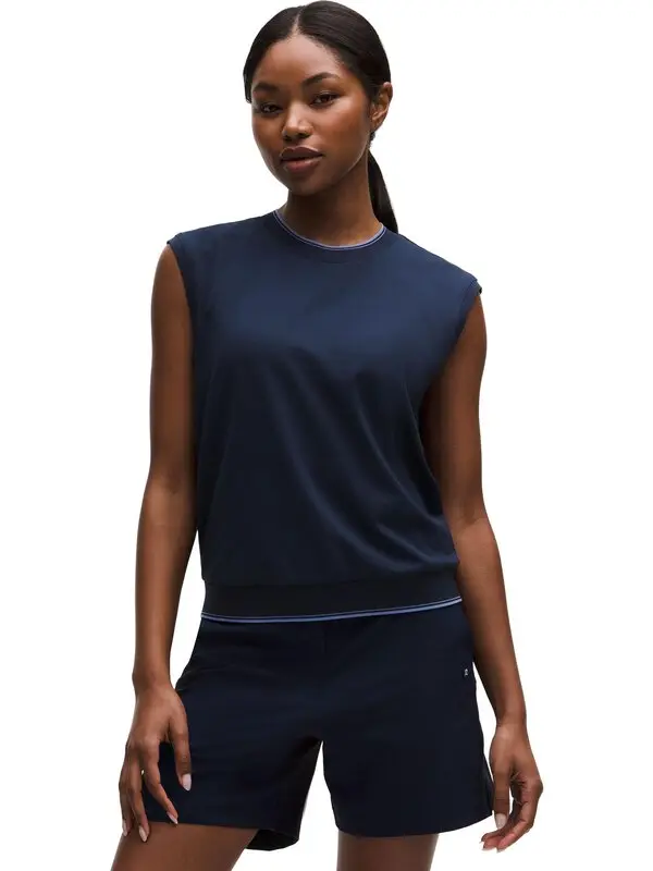Lululemon Pique Relaxed-fit Crewneck Golf Tank Top - Club Blue/prep Blue