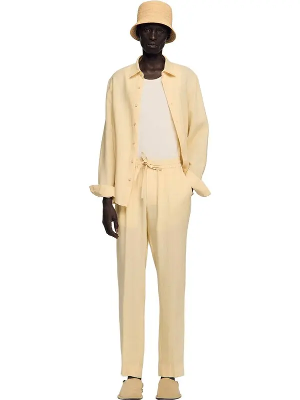 Sandro Elasticated Linen Trousers - Ivory