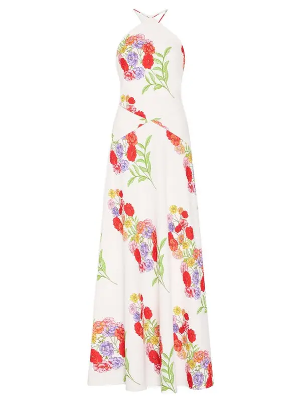 MILLY Leda Halterneck Floral Maxi Dress - White