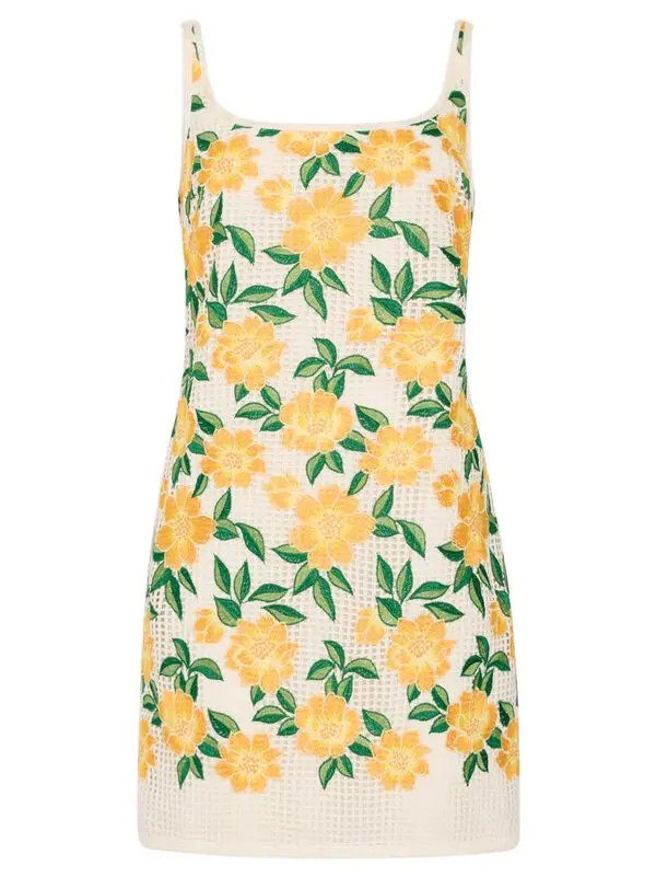 MILLY Maria Embroidered Mini Dress - Yellow/green