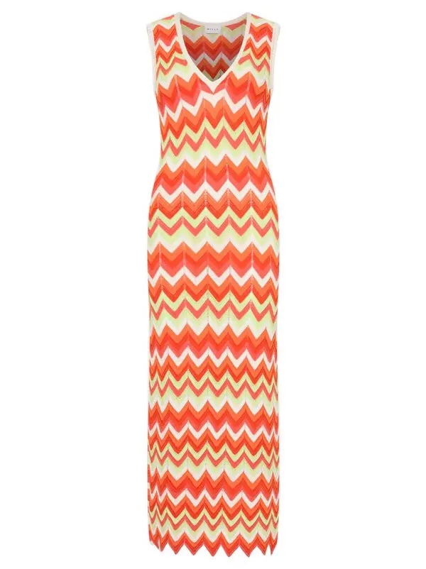 MILLY CABANA Kaela Knit Midi Dress - Orange
