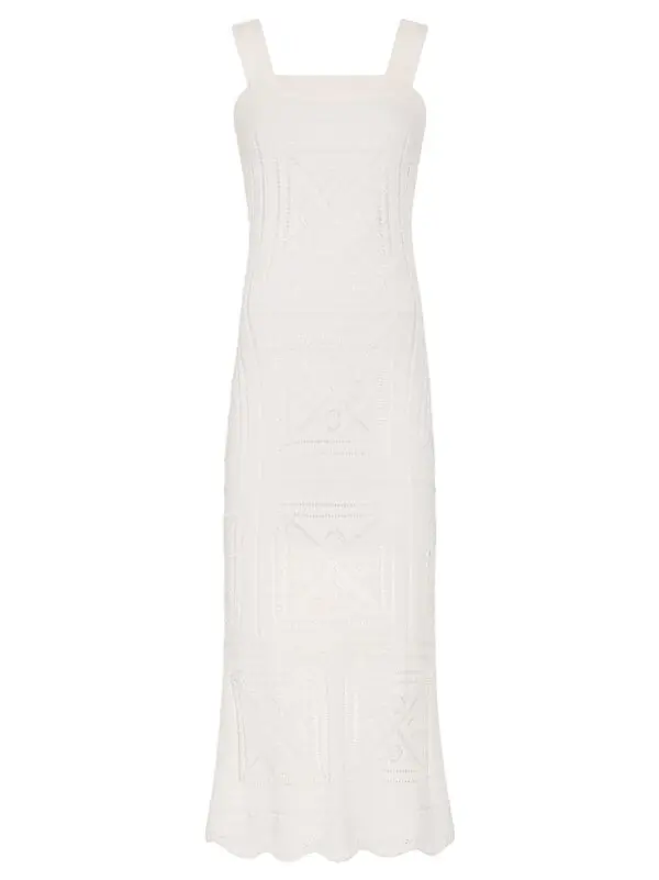 MILLY Mena Knit Midi Dress - Ecru