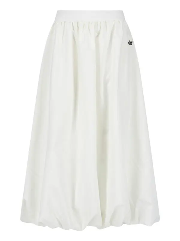 Adidas Balloon Long" Skirt With Side Zip And Iconic Bands - White