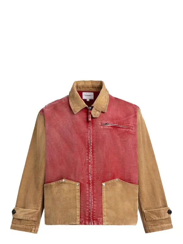 FOUND Canvas Corduroy Field Jacket - Red,brown