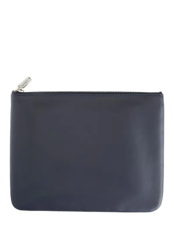 ROYCE NEW YORK Leather Zippered Organizer Pouch - Blue