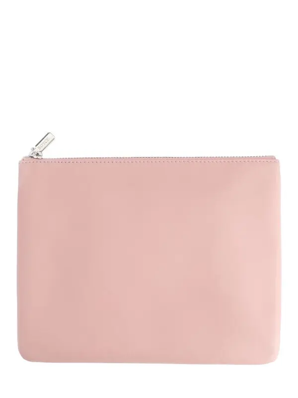 ROYCE NEW YORK Leather Zippered Organizer Pouch - Carnation Pink