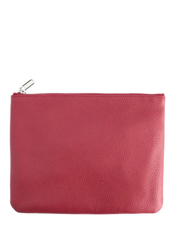ROYCE NEW YORK Leather Zippered Organizer Pouch - Red Pebble